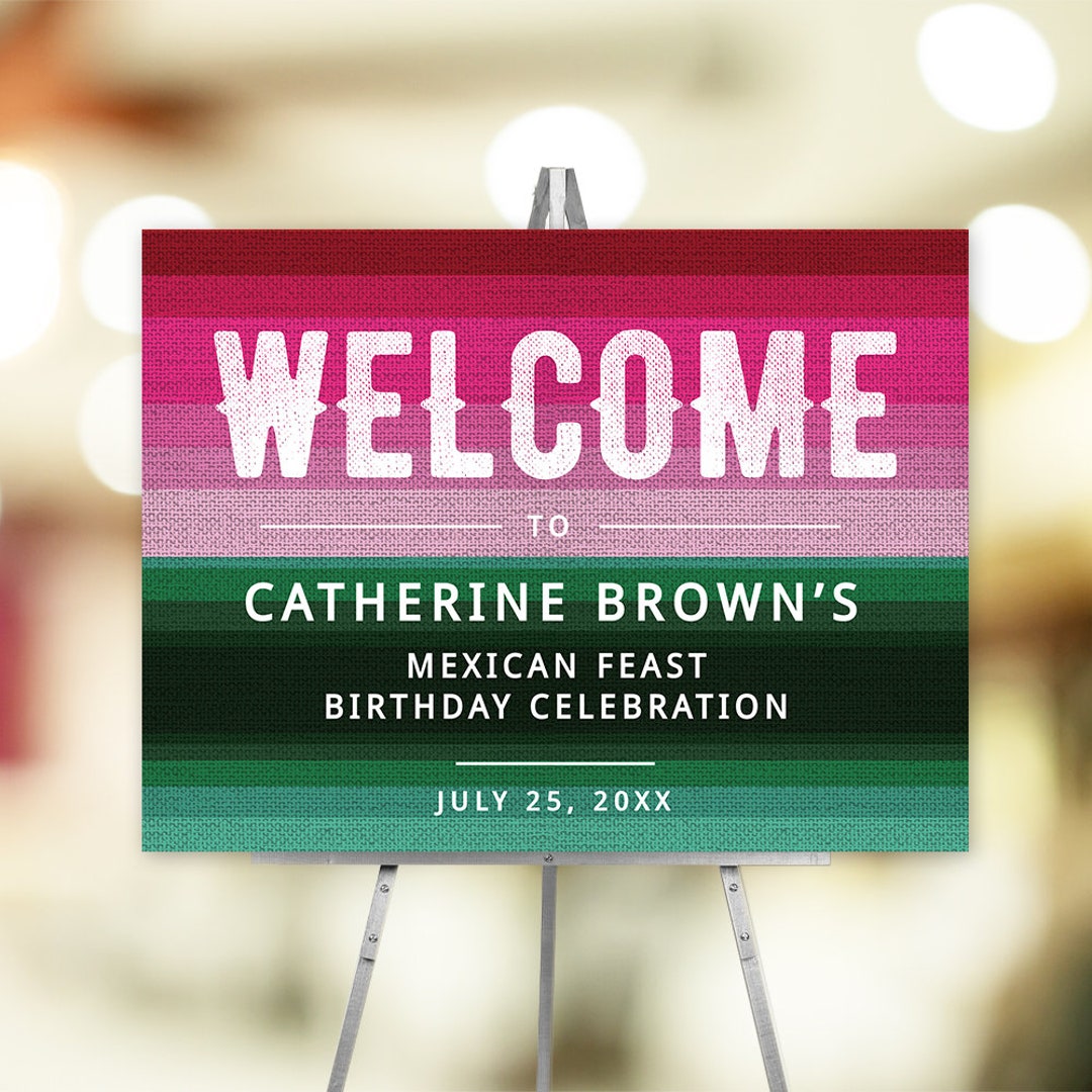Mexican Fiesta Party Welcome Sign Digital Download, Printable Sign 24 X ...