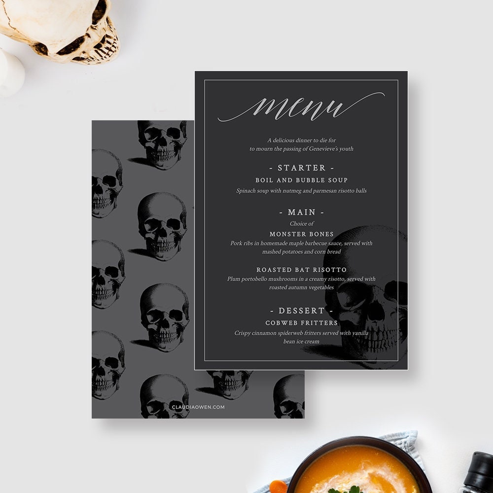 Death Birthday Menu Editable Template Printable Menu Digital | Etsy