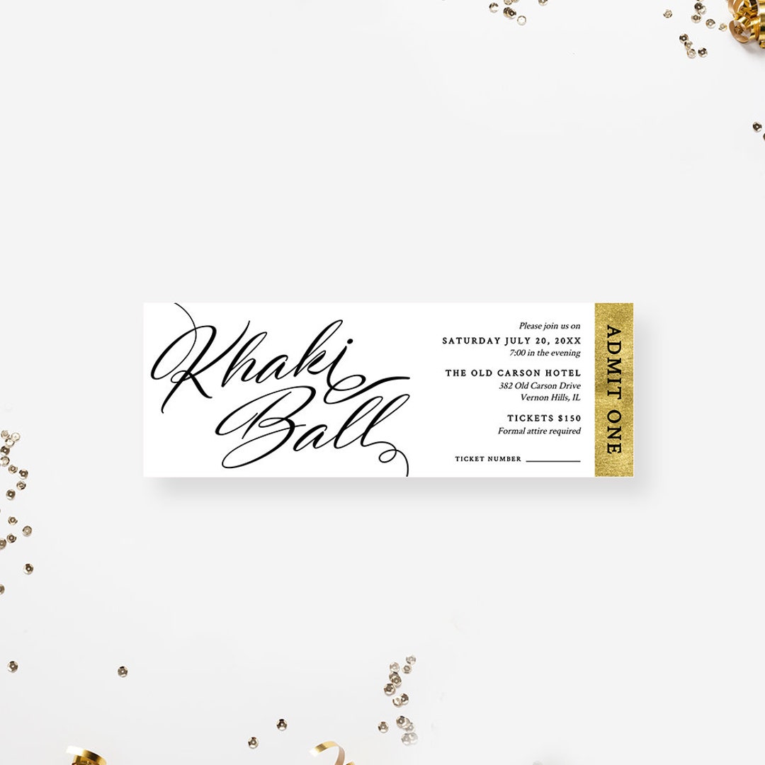 Khaki Ball Ticket Invitation Template, US Navy Chiefs Party Invites ...