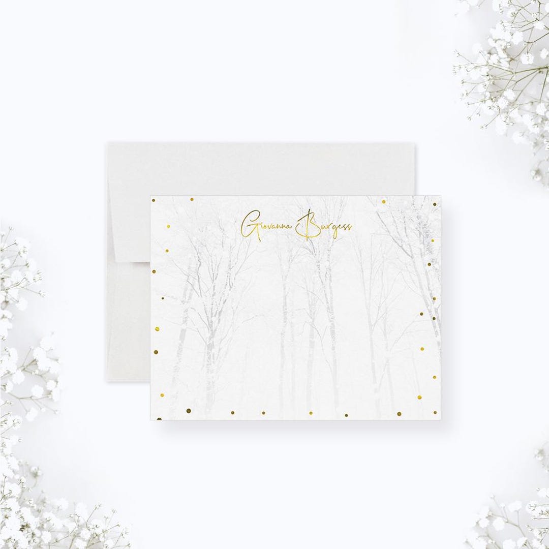 Winter Thank You Cards Personalized Holiday Stationery Set White ...