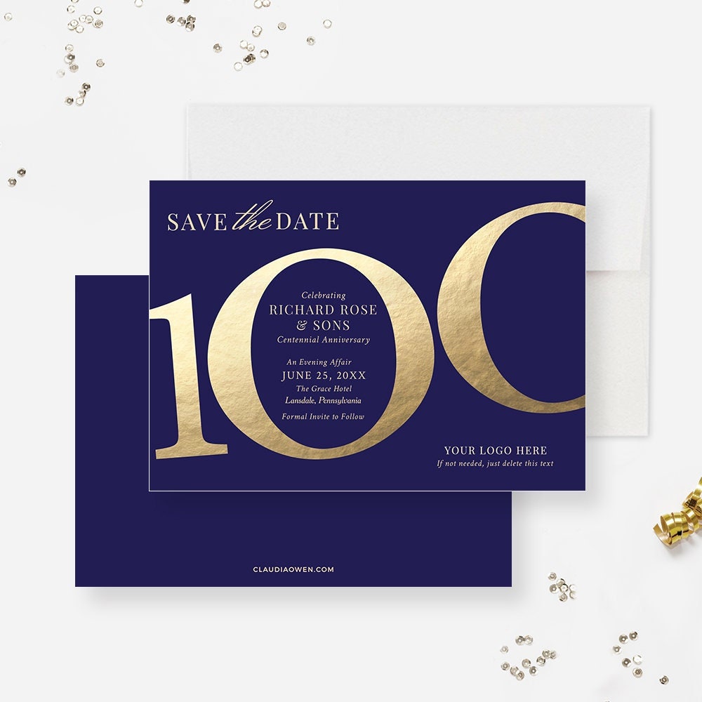 100th Centenary Anniversary Printed Party Invitations 100 | Etsy