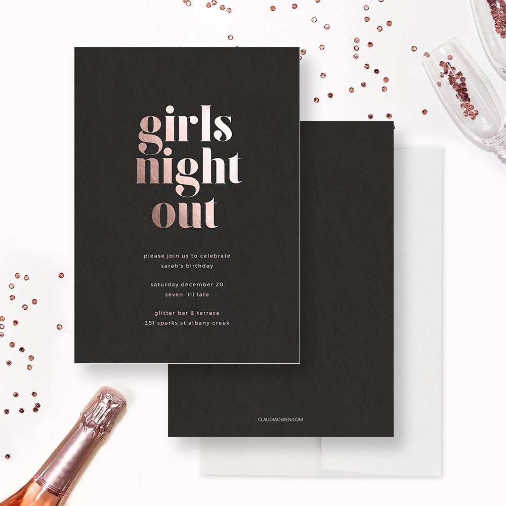 Girls Night Out Party Invitation Editable Template Elegant | Etsy