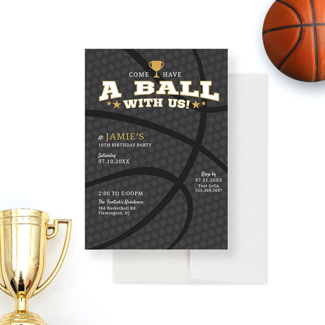 Kids Basketball Birthday Printable Party Invitation, 10th 11th 12th ...