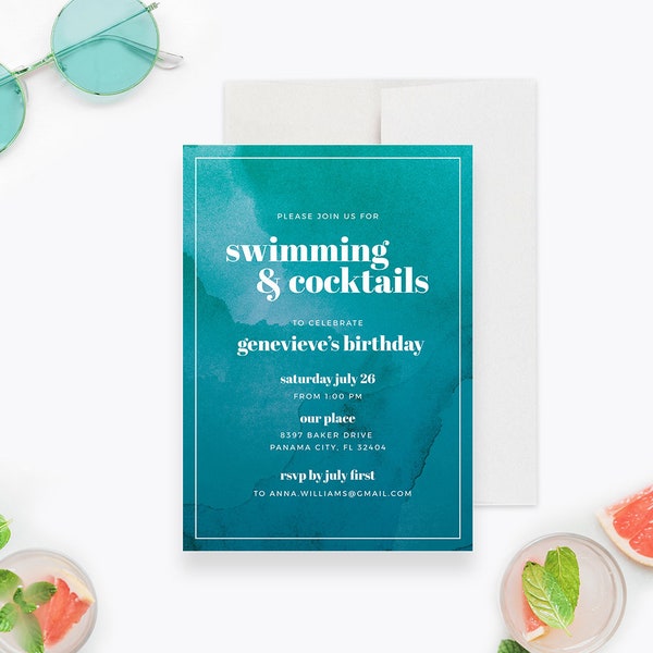 Pool Party Invitation Adult - Etsy