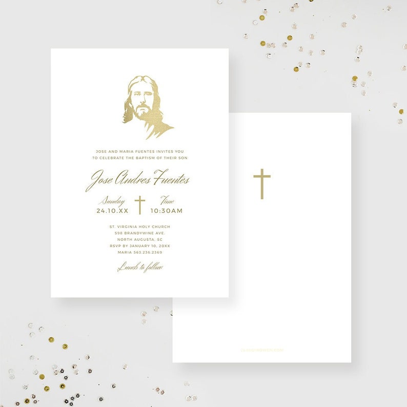 Jesus Christ Printable Invitations Catholic Baptism Digital - Etsy