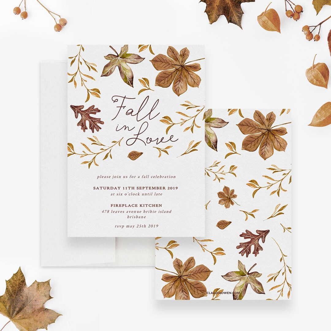 Fall Wedding Rehearsal Dinner Party Invitation Editable Template ...