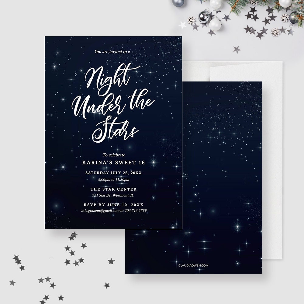 Night Under the Stars Party Invitation Editable Template | Etsy