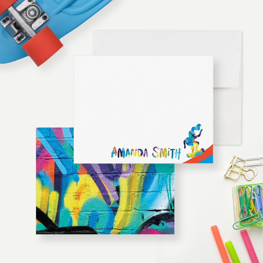 Colorful Skateboard Note Cards for Girls Boys Kids, Skateboarding Gifts ...