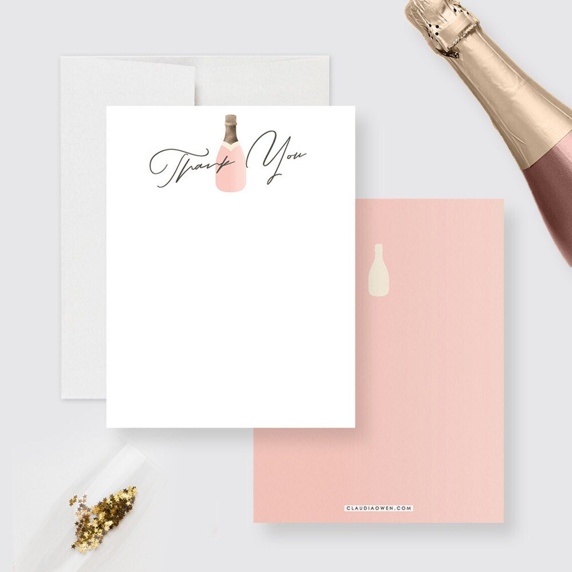 Champagne Birthday Thank You Cards Pop the Champagne - Etsy
