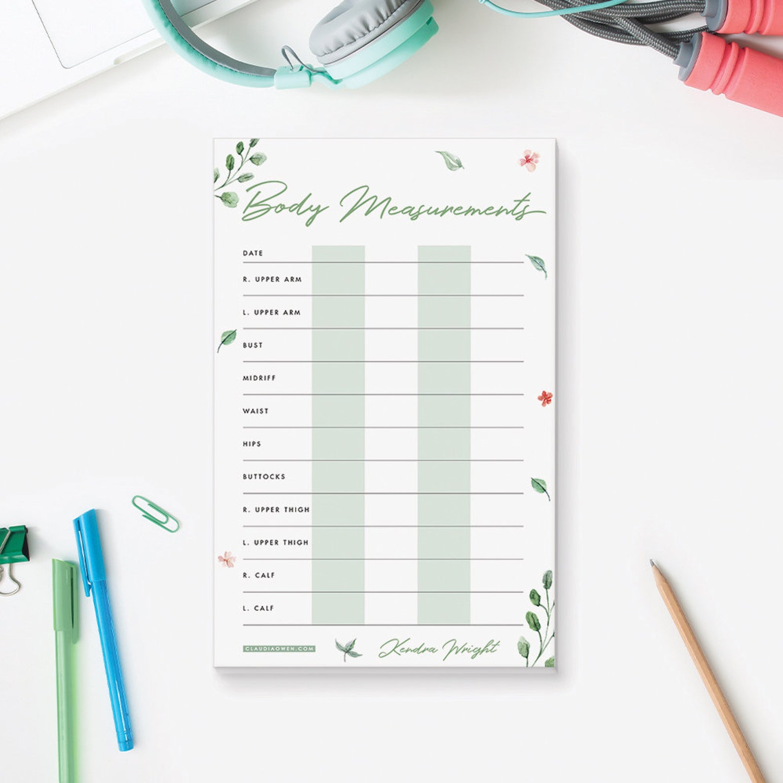 Body Measurement Log Notepad Body Contouring Tracker Pad - Etsy