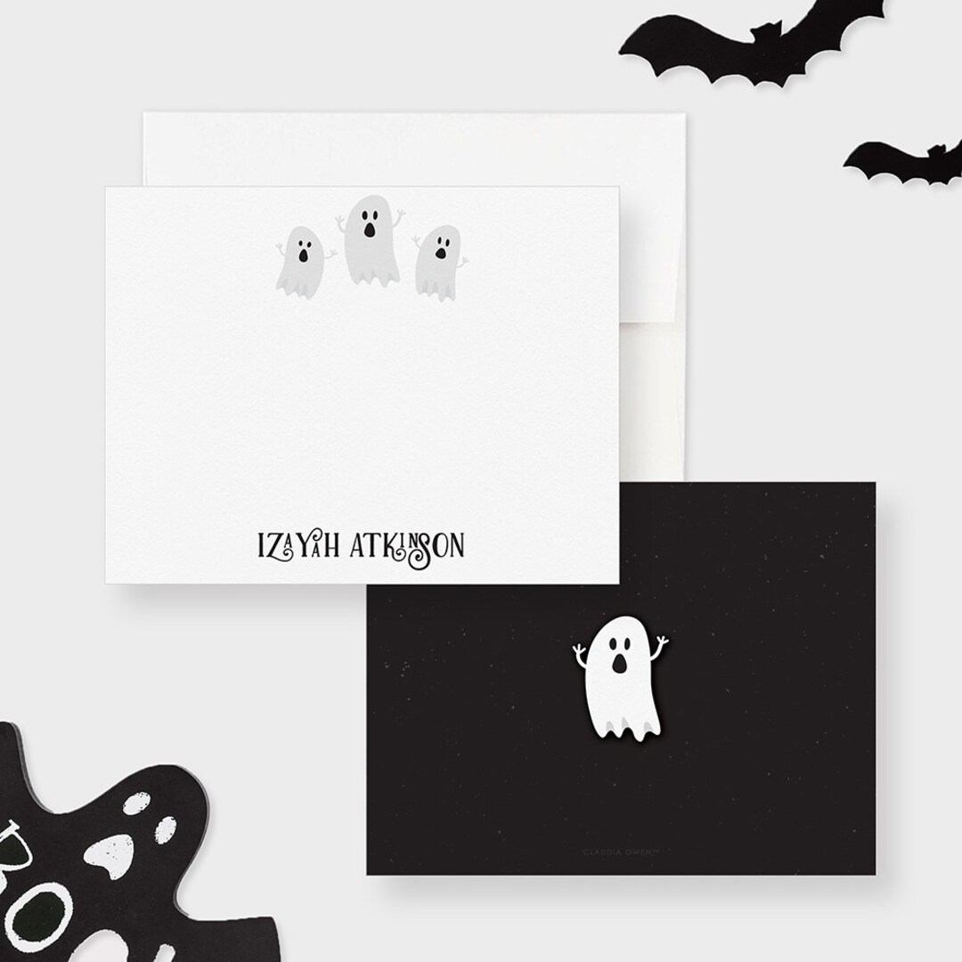 Halloween Ghost Birthday Thank You Cards, Ghost Stationary for Kids ...