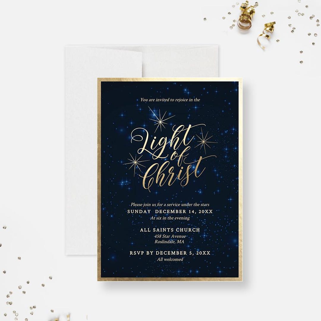 Religious Party Invitation Editable Template, Light of Christ Printable ...