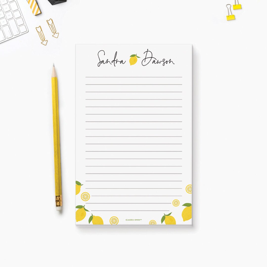 Personalized Lemon Notepad, Lemon Stationery for Her Grocery Shopping ...