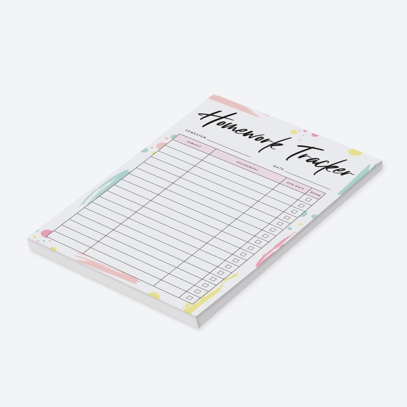 Homework School Tracker Notepad Assignment Tracker Pad - Etsy
