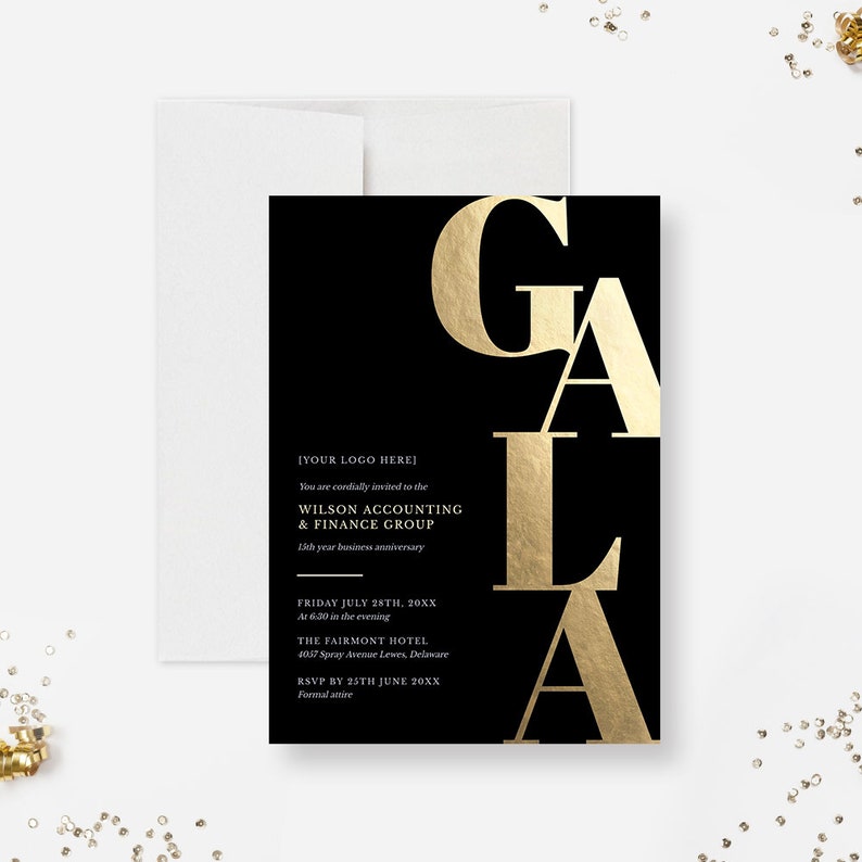 Fundraiser Gala Party Invitation Template, Corporate Business Party ...