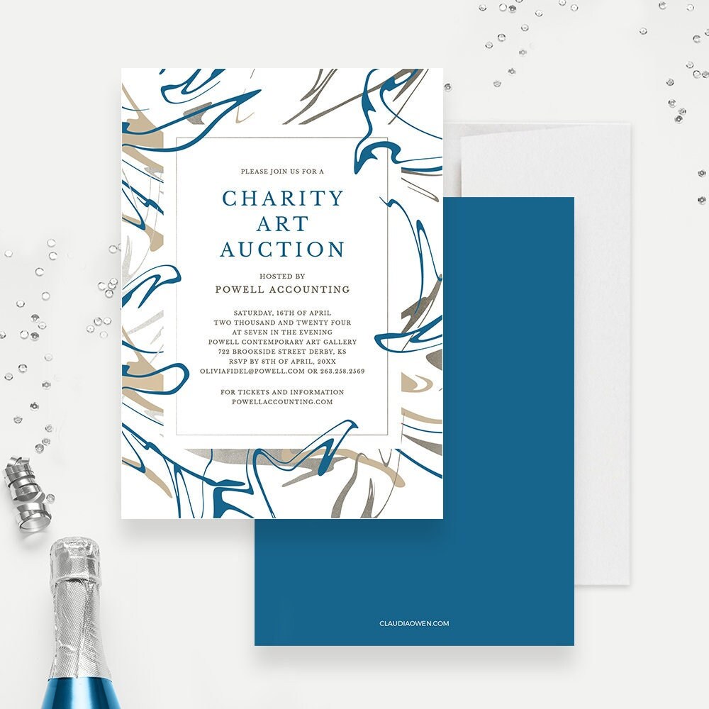 Charity Art Auction Party Invitation Template Company Art - Etsy