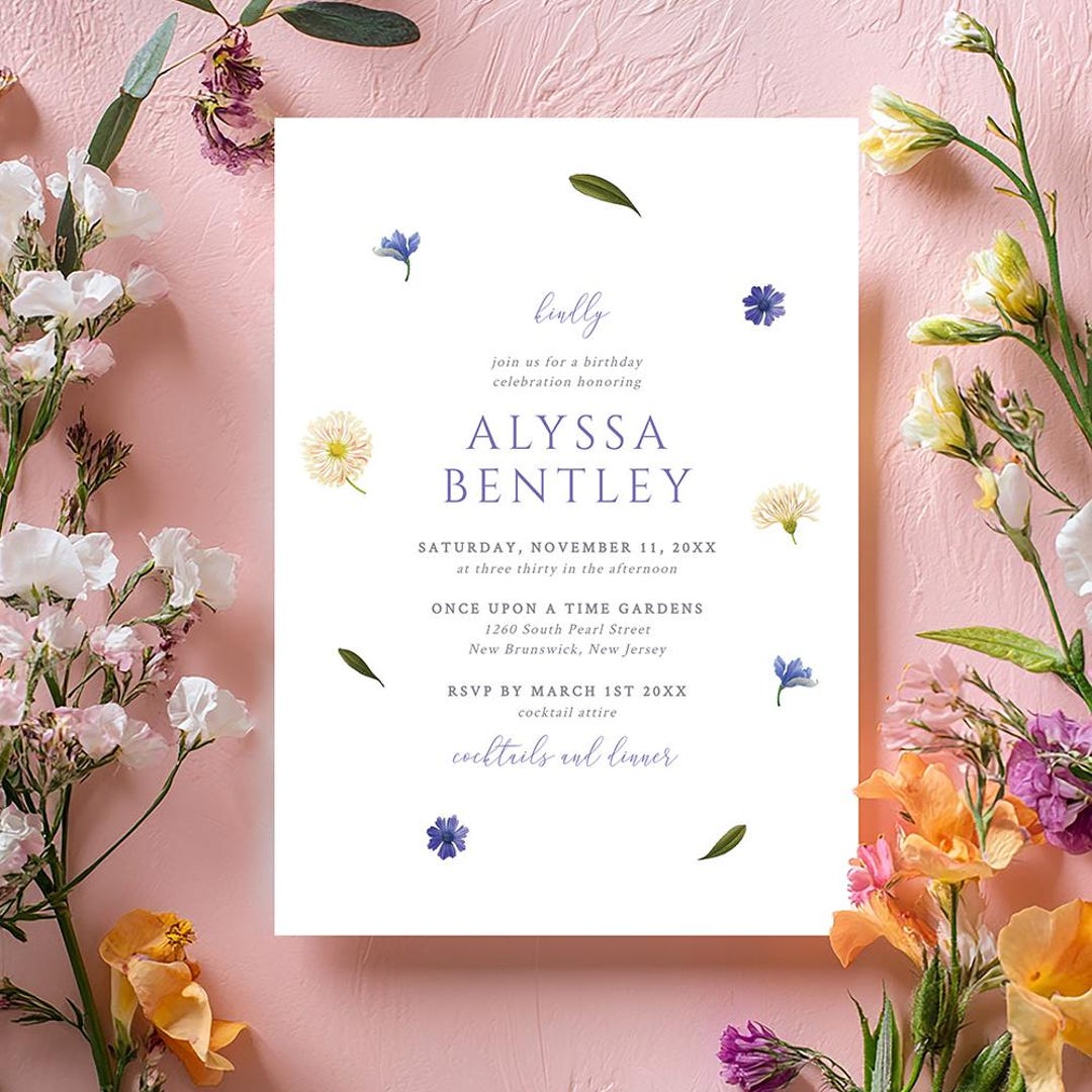 Floral Birthday Invitation Editable Template, Floral Engagement Party ...