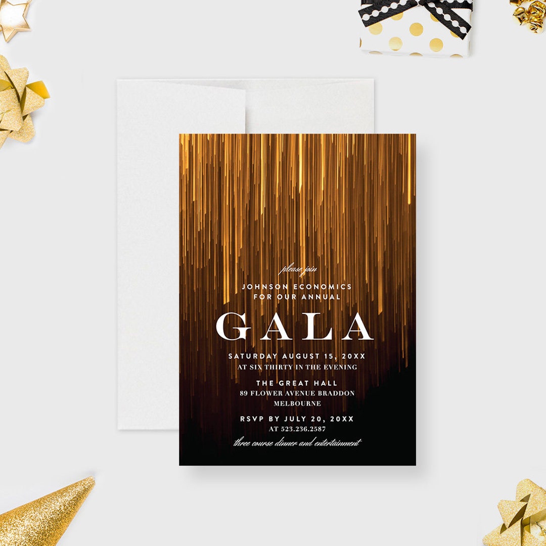 Gold Gala Party Invitation, Elegant Business Party Invite, Awards Night ...