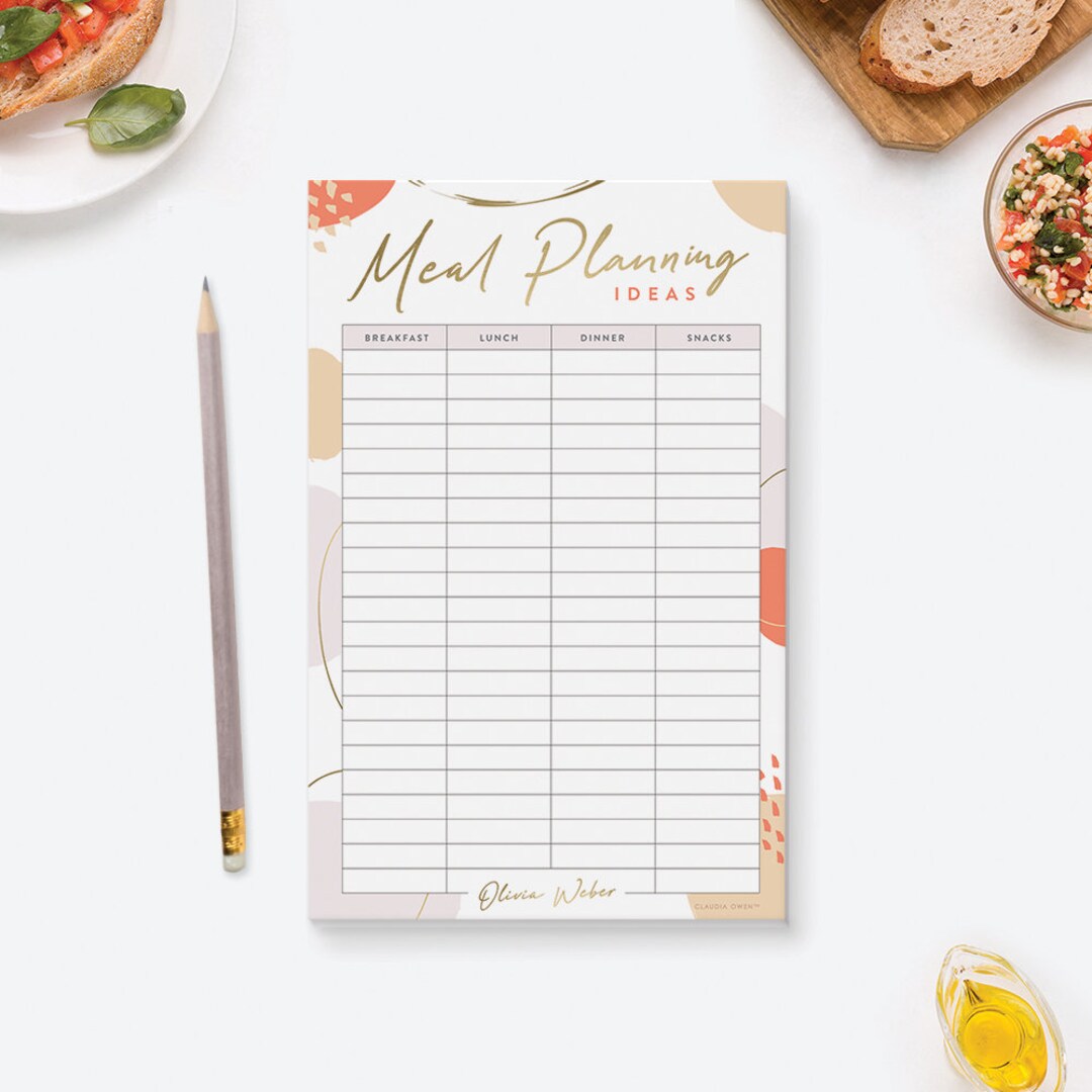 Meal Planning Ideas Notepad, Modern Meal Prep Planner, Weekly Meal ...