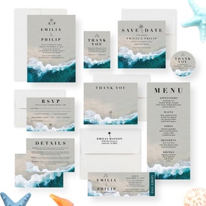 Beach Wedding Invitation Card, Destination Wedding Save the Date ...