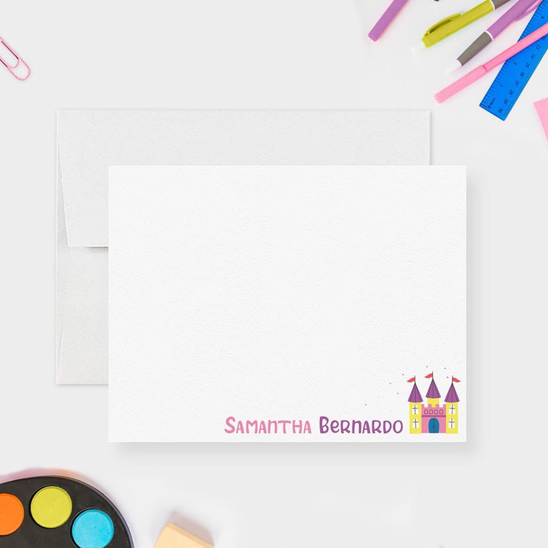 Princess Castle Note Card Fairy Tale Stationery Whimsical Kids Greeting ...