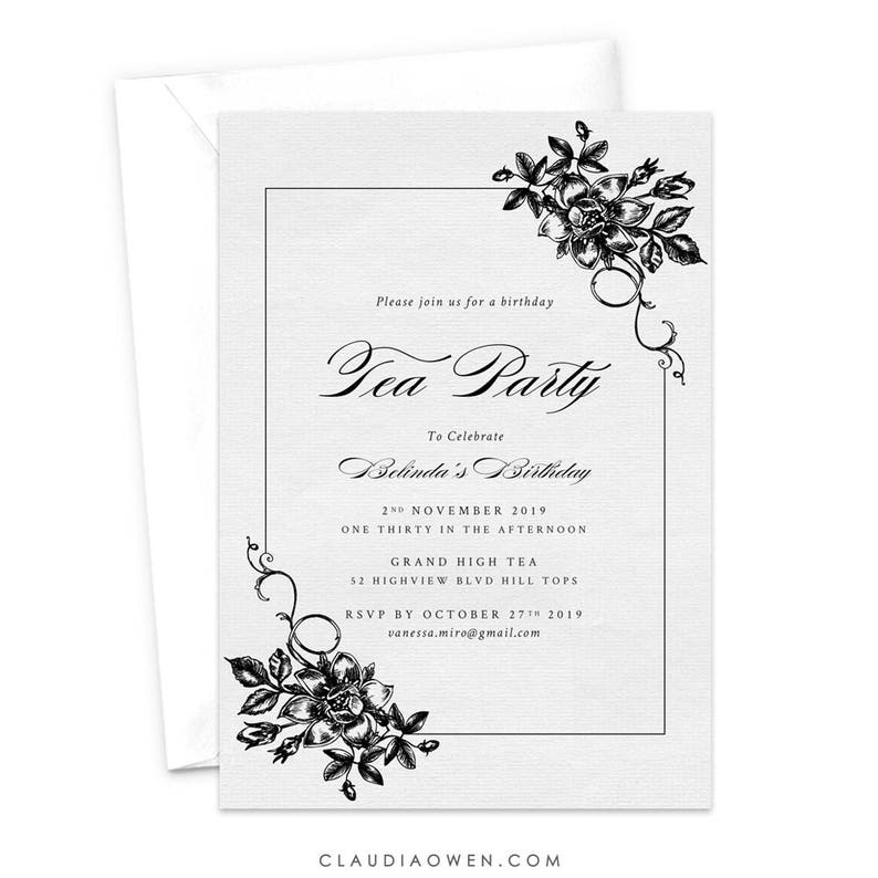 Elegant High Tea Invitations Wording