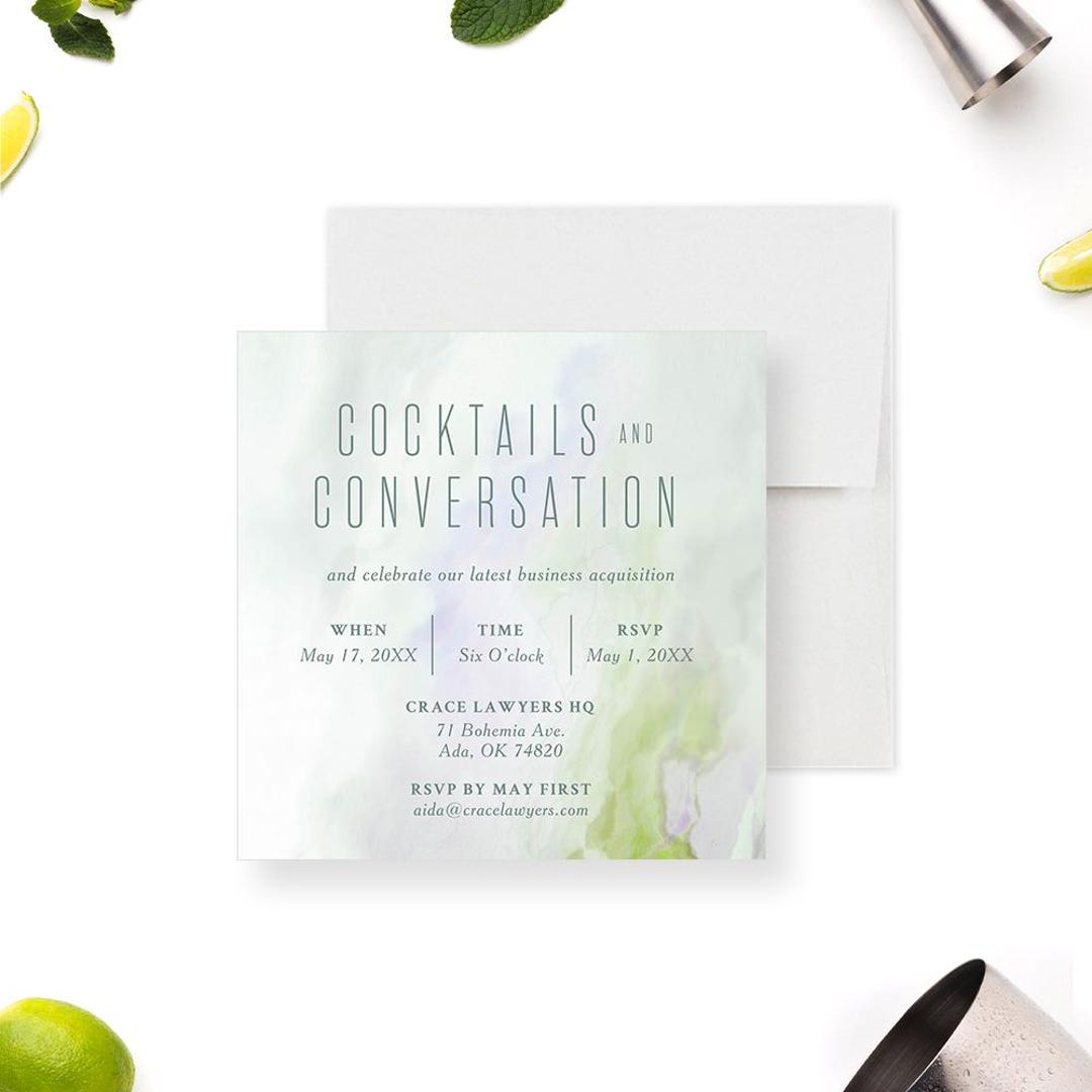 Cocktails and Conversation Printed Party Invitations, Work Cocktail ...