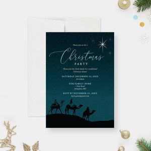 Religious Christmas Party Invitation Editable Template, Christian ...