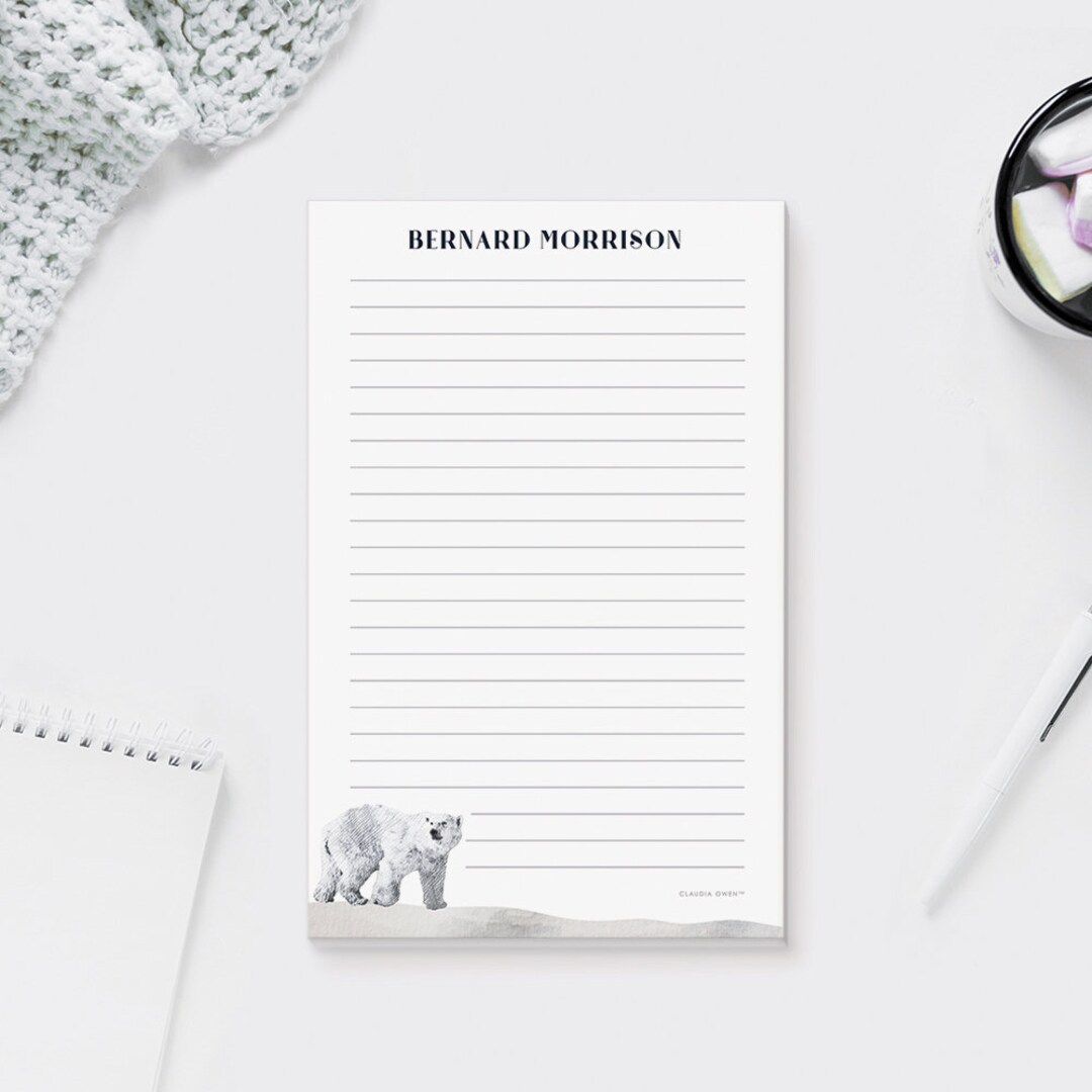 Polar Bear Notepad, Custom Bear Stationary Pad, Winter Bear to Do List ...