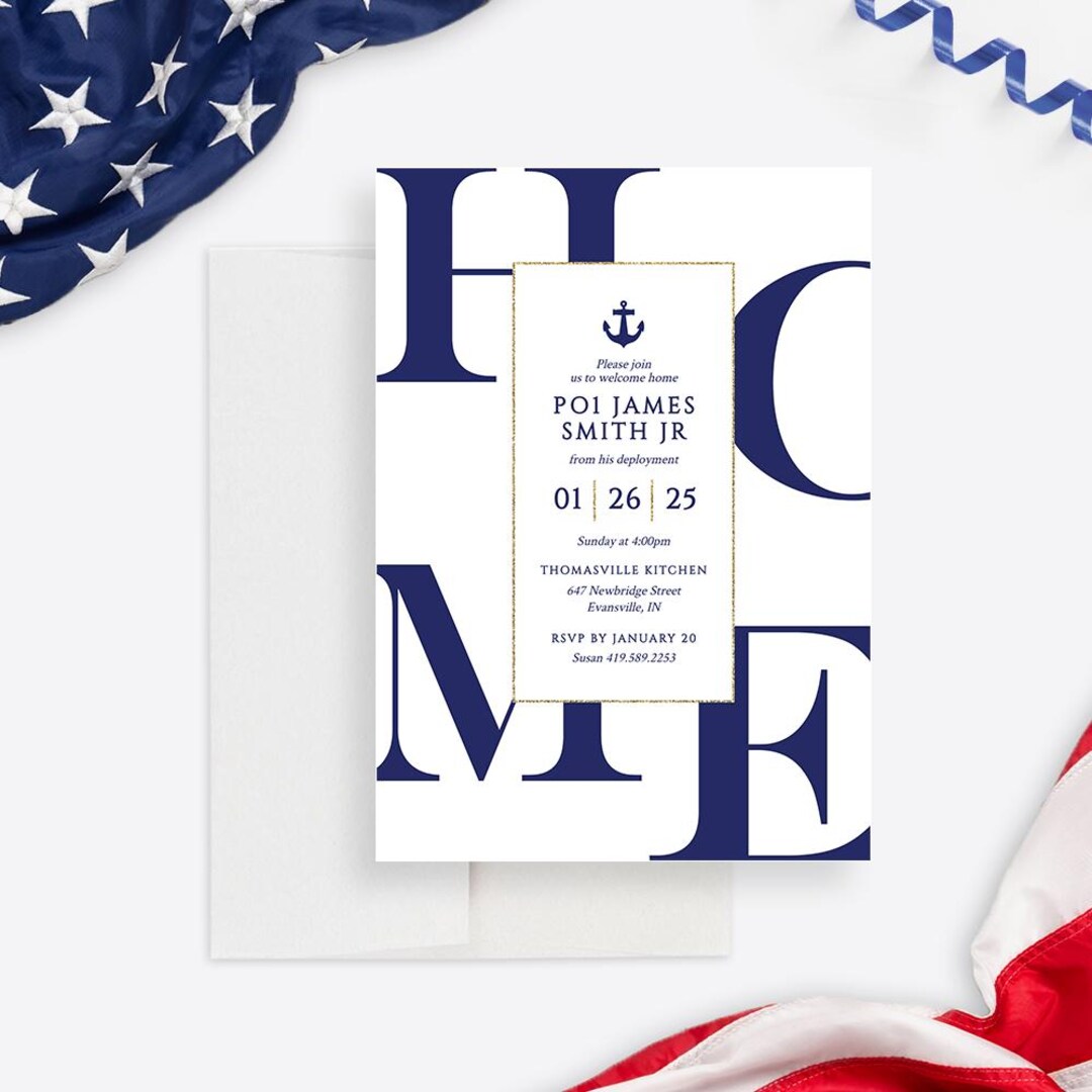US Navy Welcome Home Party Invitation Editable Template, Homecoming ...
