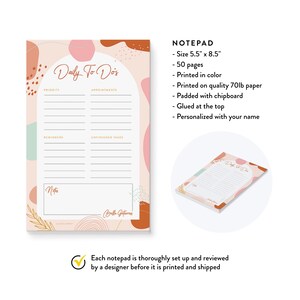 Daily to Do List Notepad for Women Girls, Personalized Chic Notepad ...