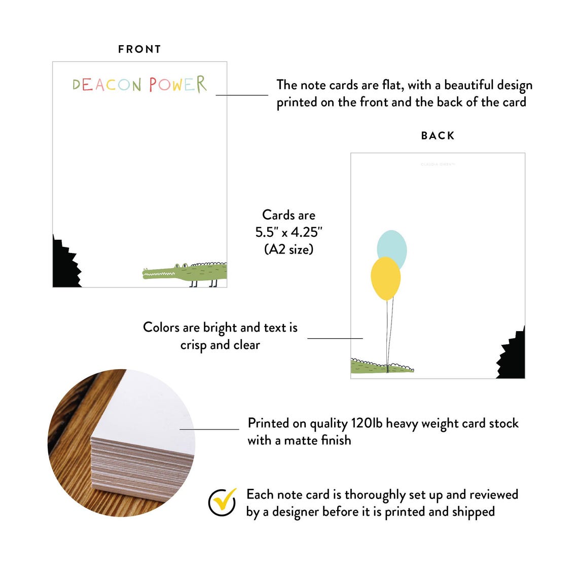 Crocodile Note Card Alligator Stationery Set Kid's Personalized ...