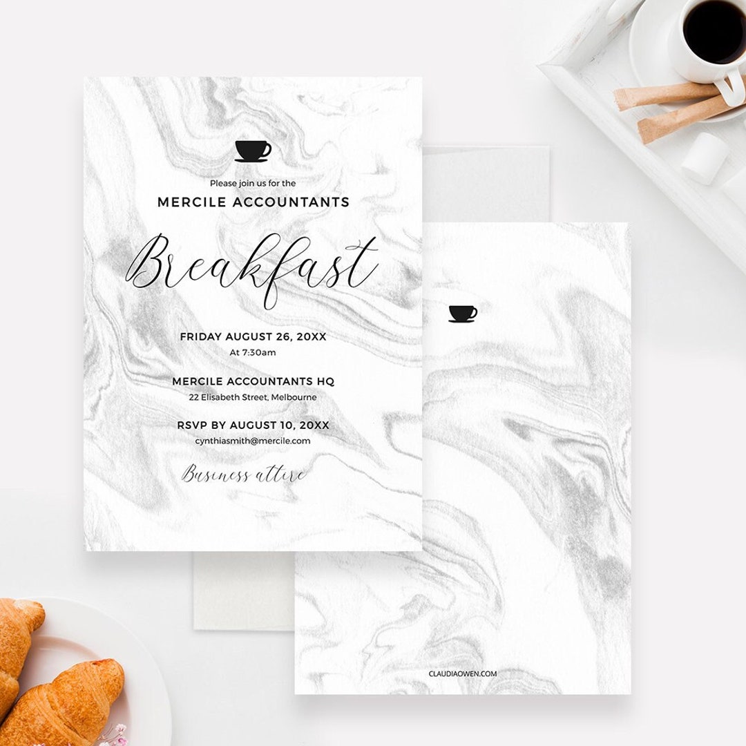 Breakfast Meeting Party Invitation Editable Template Birthday - Etsy