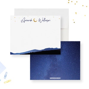 Personalized Crescent Moon and Stars Note Cards Moon Thank - Etsy