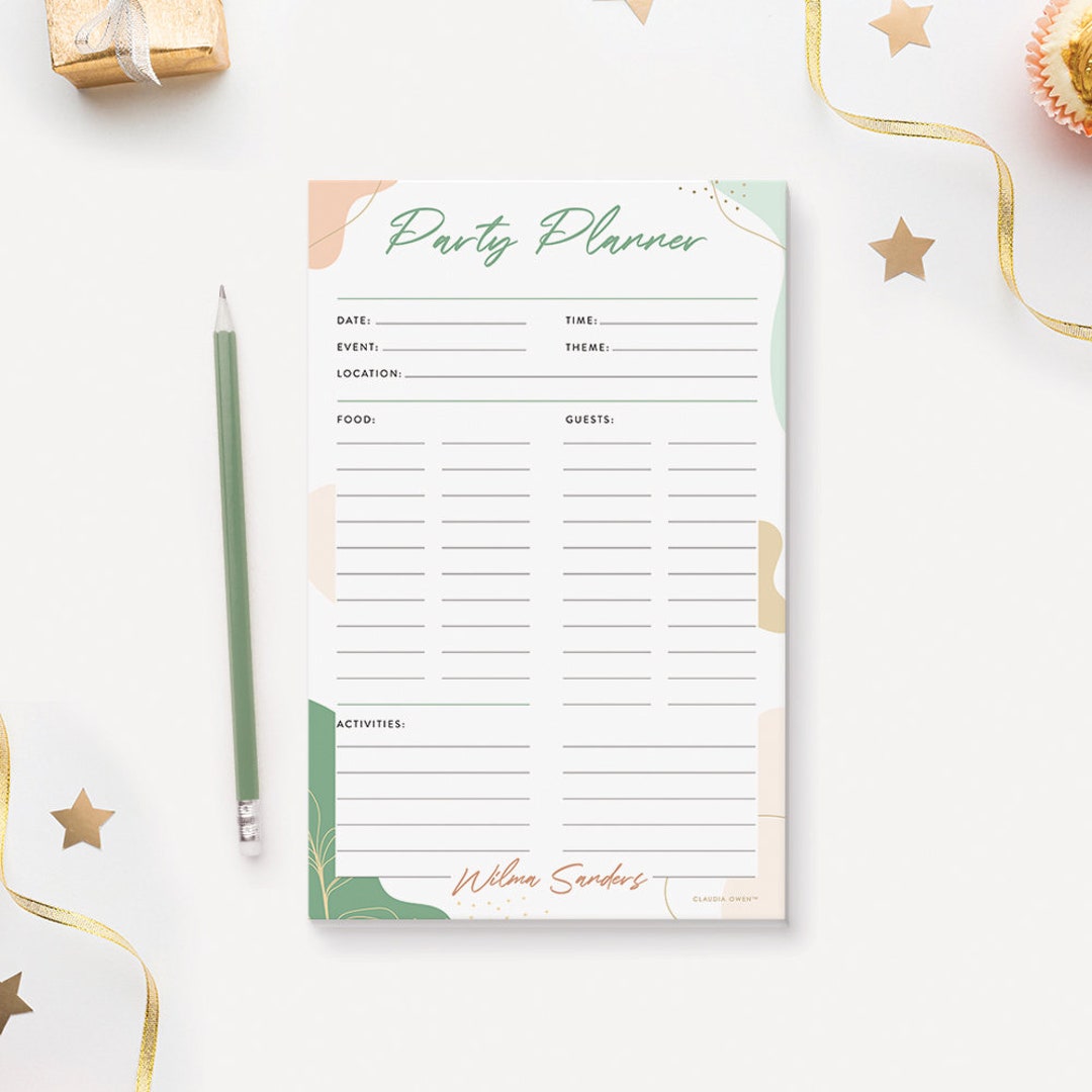 Birthday Party Planner Notepad, Personalized Event Planning Pad, Party ...
