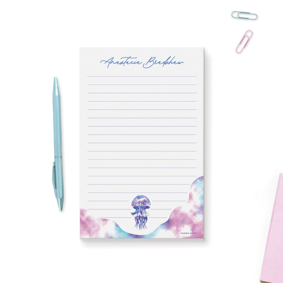 Jellyfish Notepad Under the Sea Creature, Personalized Memo Pad, Ocean ...