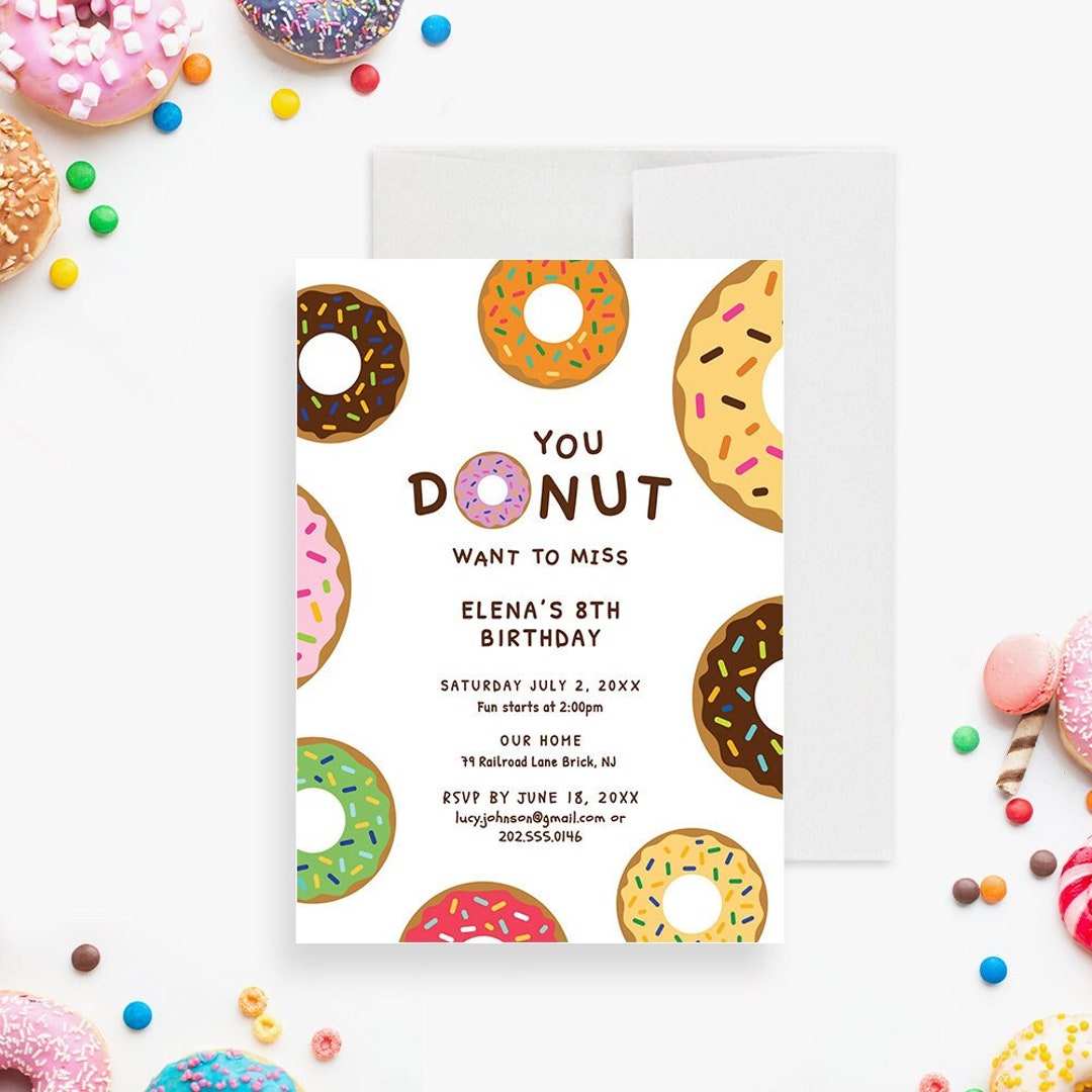 Donut Party Invitation Editable Template, Donut Miss This Printable ...