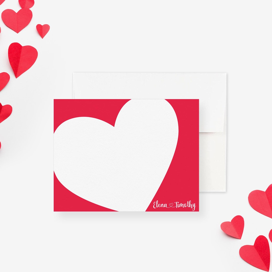 Personalized Heart Note Card, Love Note Cards With Envelopes, Sweet ...