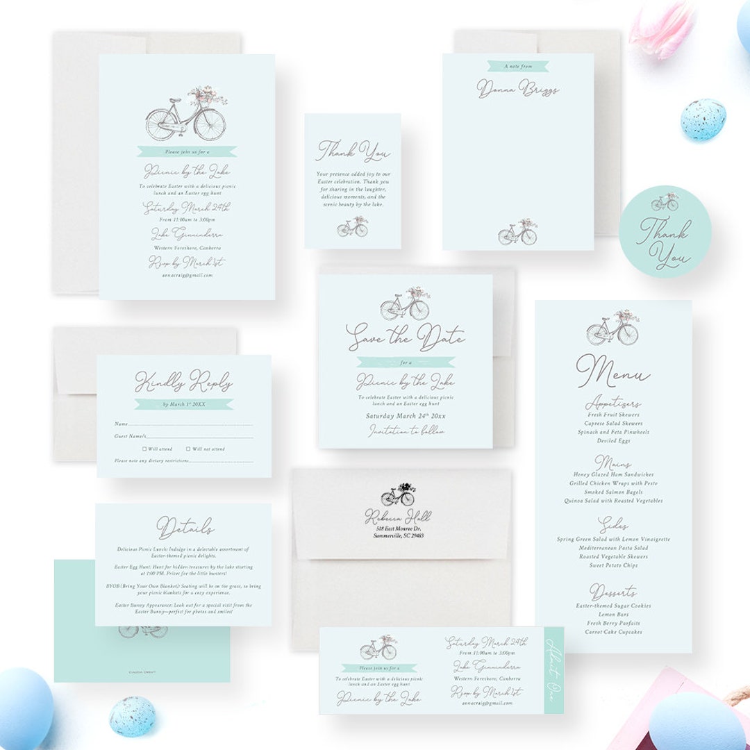 Bohemian Invitation Card for Easter Egg Hunt, Picnic by the Lake ...