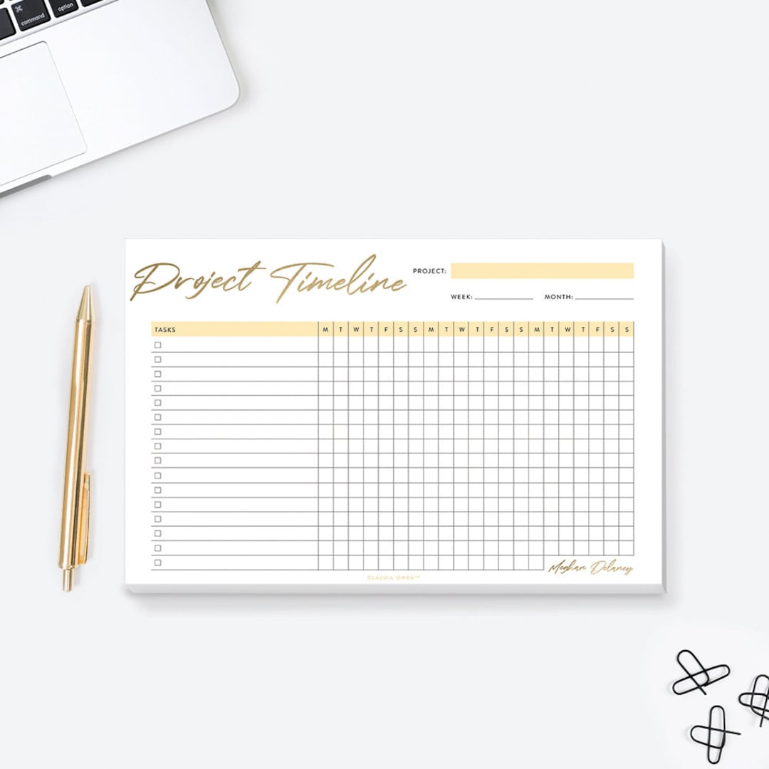 Project Timeline Planner Notepad, Project Tracker Personalized Notepad ...