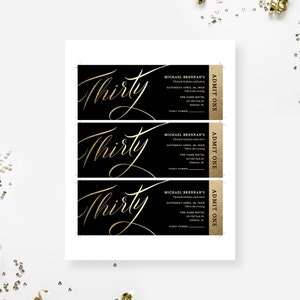 30th Birthday Invitation Template With Matching RSVP and Ticket, Black ...