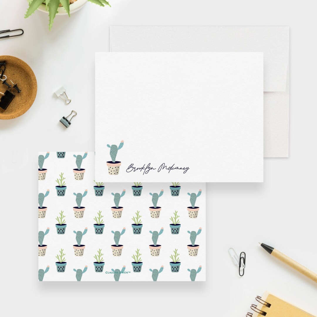 Succulent Note Card Set For Women, Plant Lady Thank You Cards, Plant ...