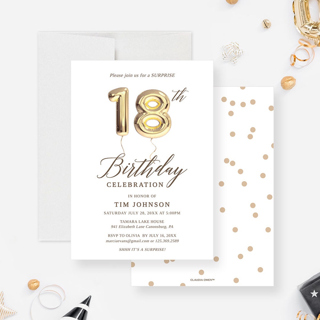 18th Birthday Party Invitation Template, Surprise 18th Birthday Party ...