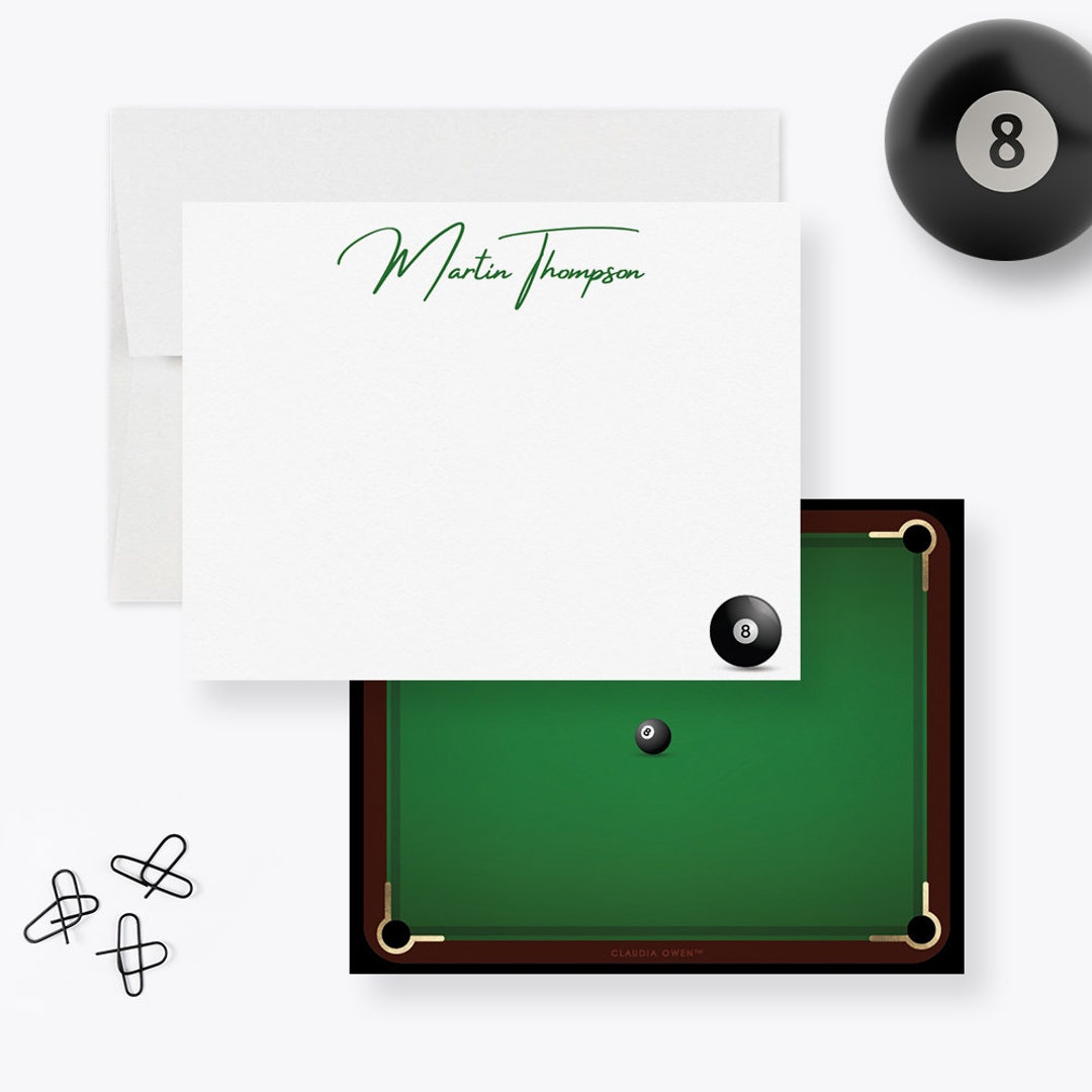 Personalized Billiards Note Card, Pool Table Thank You Card With ...