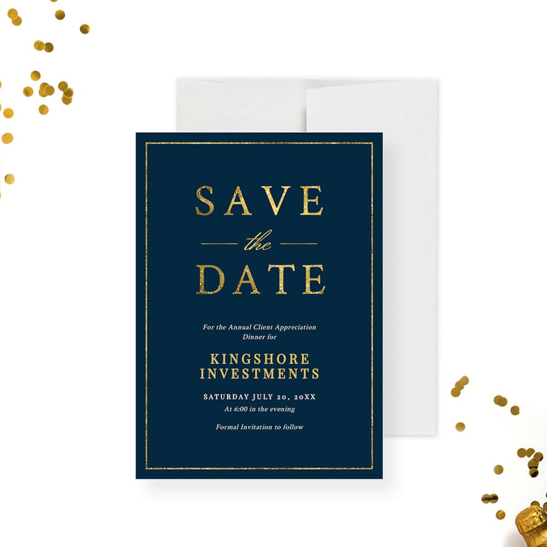 Save the Date Card Template, Formal and Simple Corporate Save the Date ...
