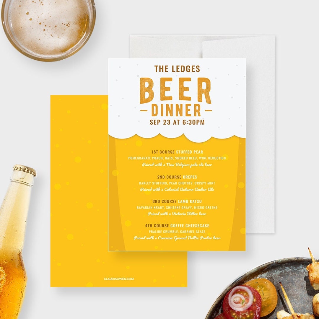 Beer Dinner Birthday Party Invitation Editable Template, Beer Tasting ...