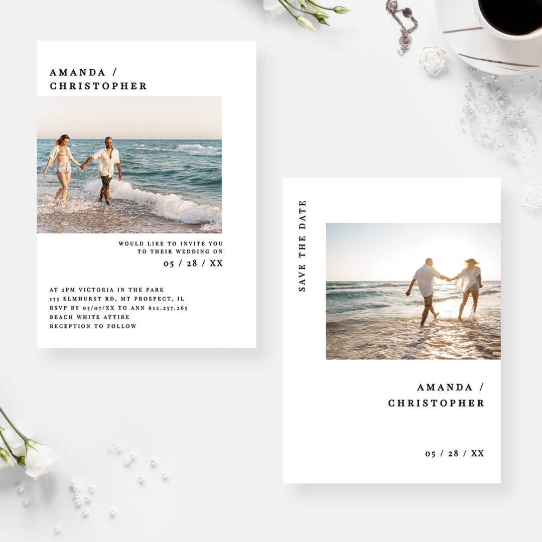 Simple Wedding Invitation Set With Photo Digital Download, Minimalist ...