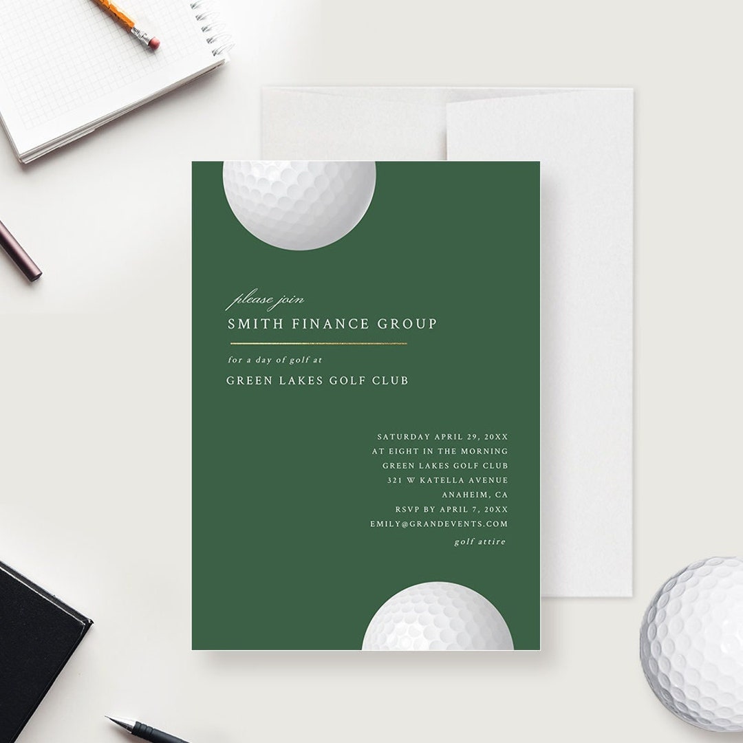 Golf Birthday Party Invitations Template, Golf Invitations for Men ...