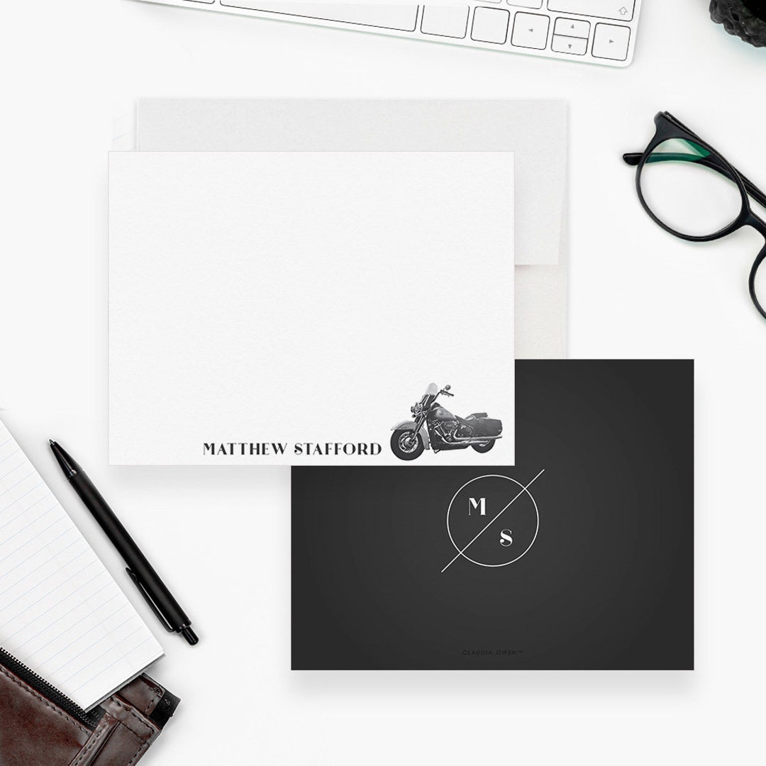 Biker Dad Card Personalized Monogram Stationery for Men, Motorcycle ...