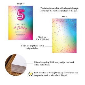 Colorful Fifth Birthday Invitation Card With Confetti, Kids Birthday ...